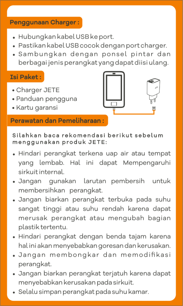 Usermanual JETE E21 Dual Port Travel Charger - JETE Indonesia