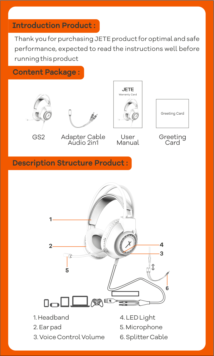 User Manual Headset Gaming JETEX GS2 - JETE Indonesia