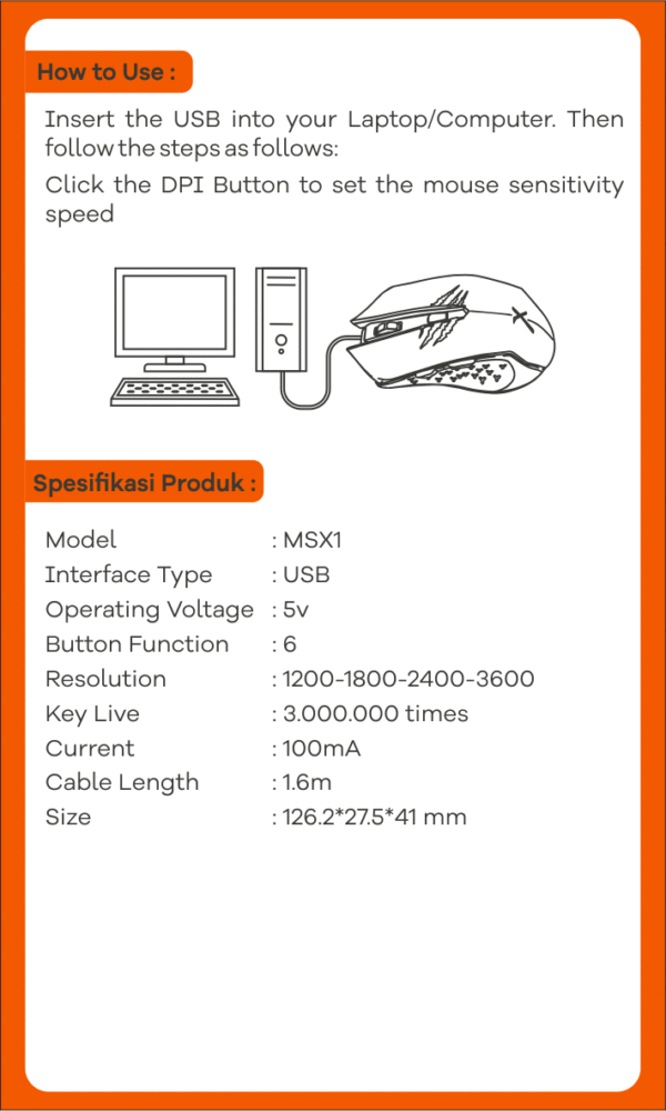 User Manual Mouse Gaming JETEX MSX1 - JETE Indonesia