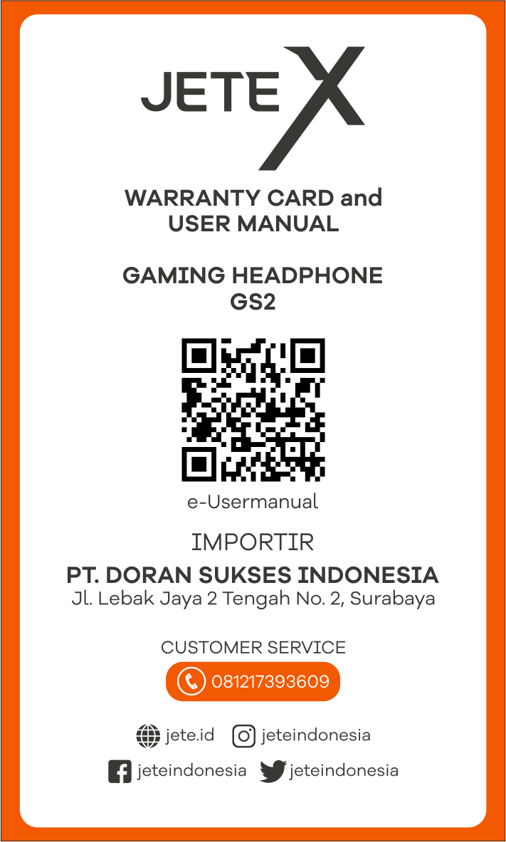 User Manual Headset Gaming JETEX GS2 - JETE Indonesia