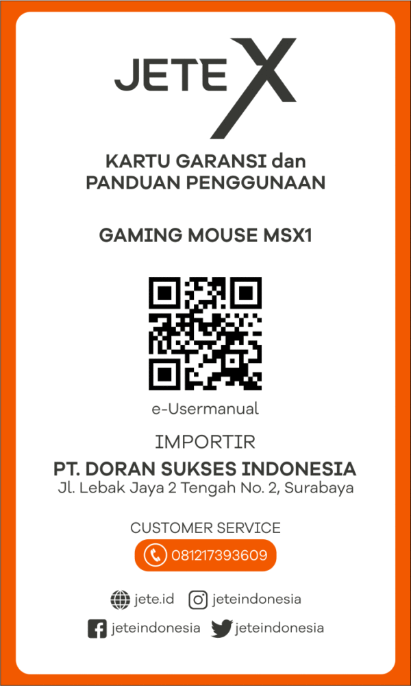 User Manual Mouse Gaming JETEX MSX1 - JETE Indonesia
